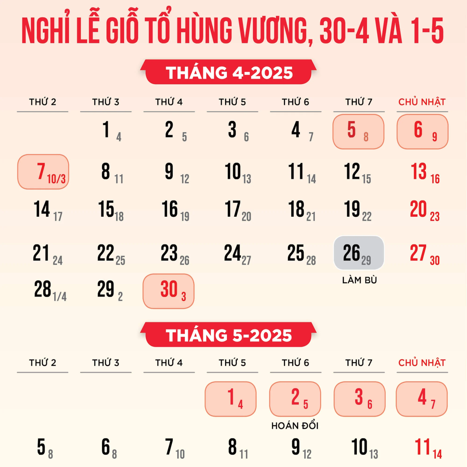 Thông báo về việc nghỉ lễ Giỗ Tổ Hùng Vương( 10/3 Âm lịch), ngày Giải ...